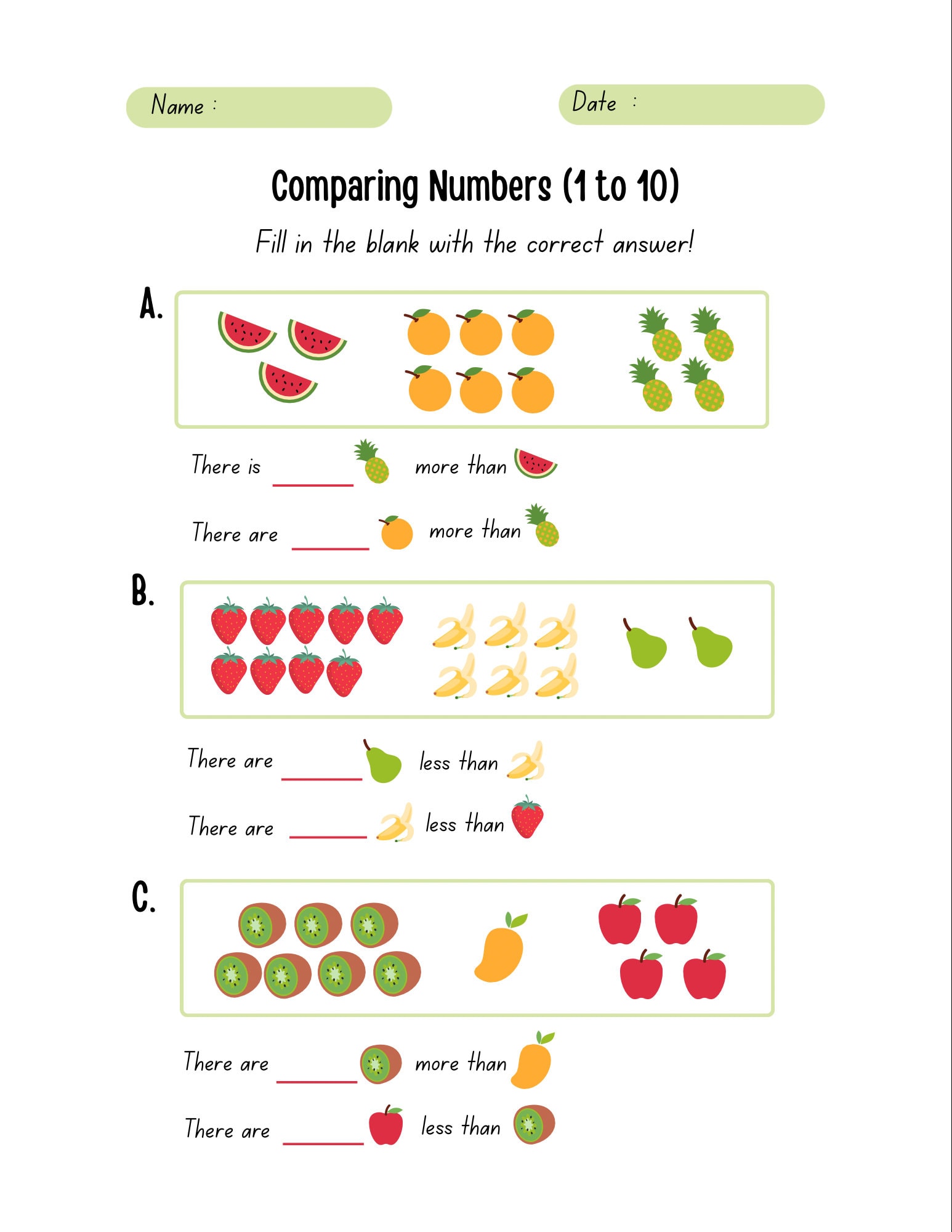 Numbers Worksheet for Kids | Instant Download | Fun and Educational ...