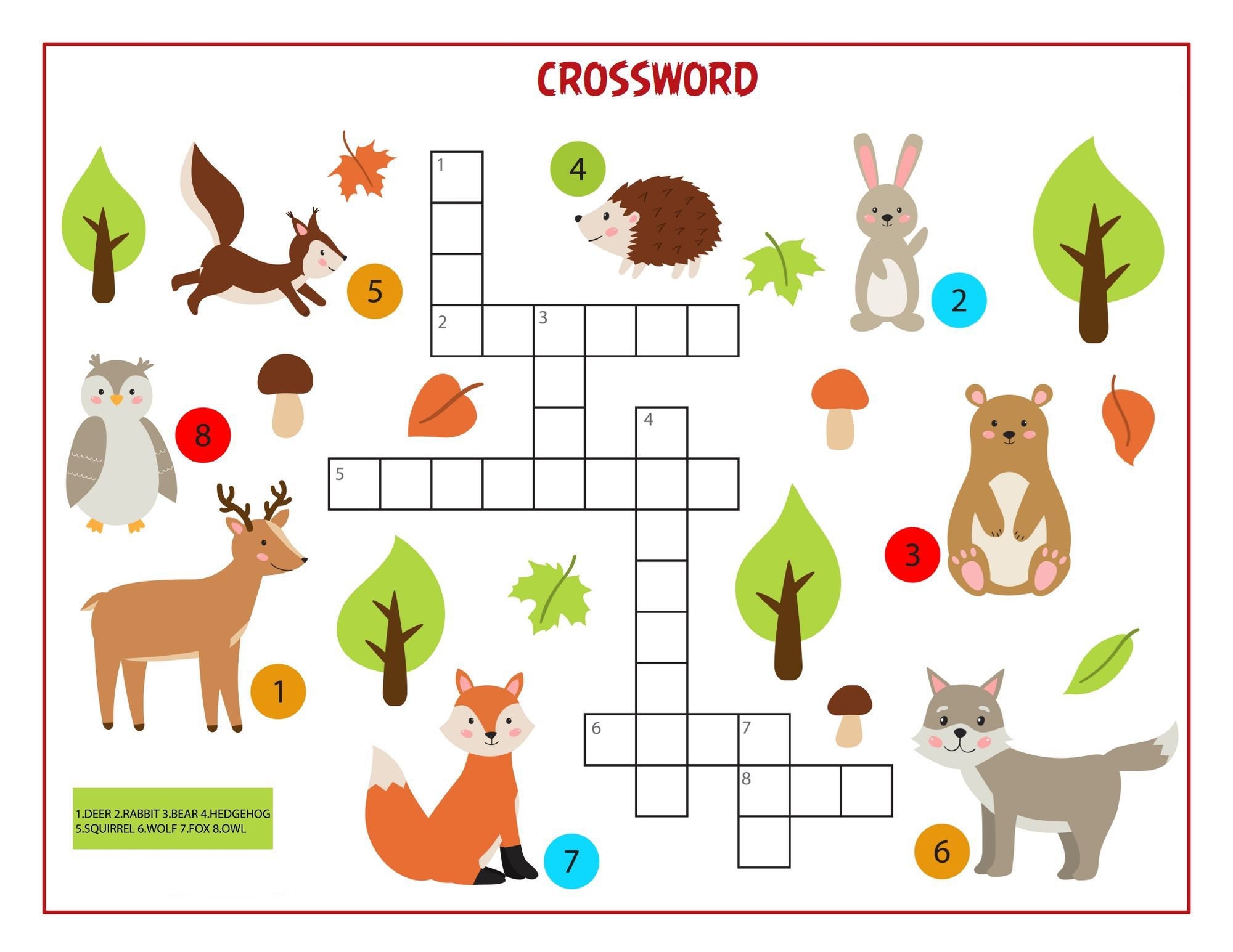 Crossword Puzzle For Kids Puzzle Game Kids Instant Download Fun