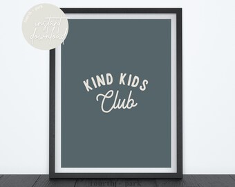 Kind Kids Club Printable Wall Art Instant Digital Download - Etsy