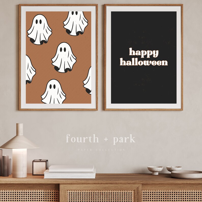 Cute Halloween Printables - Set of 2 - Digital Art Prints - Ghost Art ...