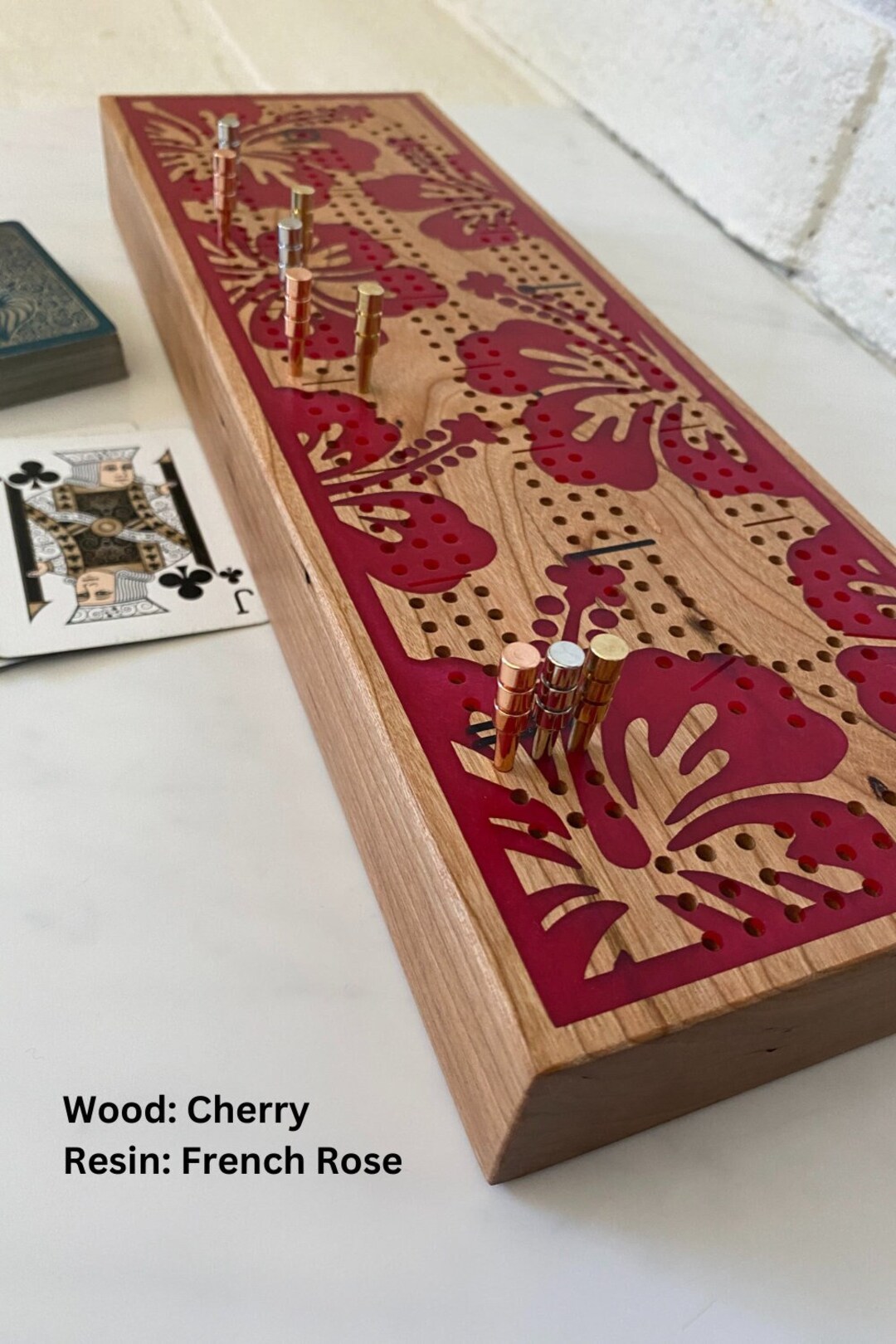 Custom Wood Cribbage Board, "aloha" Design, Resin Inlay, Hardwood ...