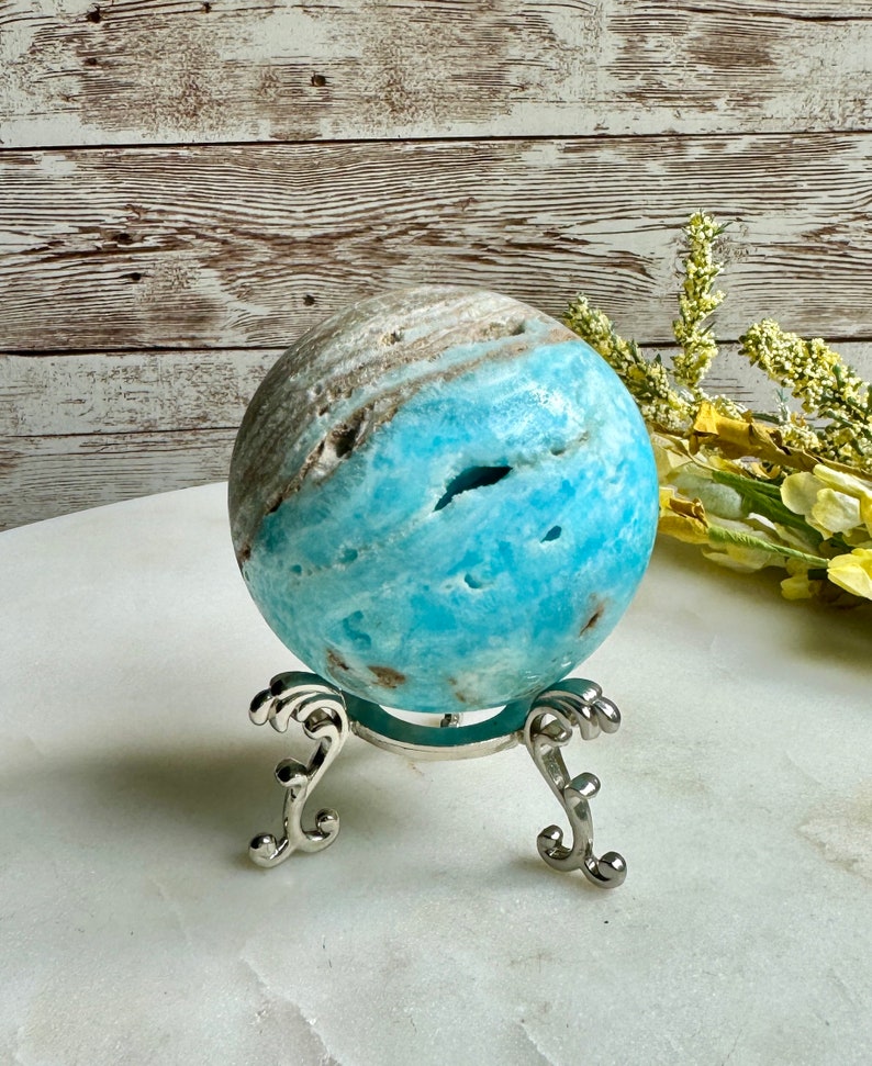 OCEAN BLUE 59mm Hemimorphite Sphere - Etsy