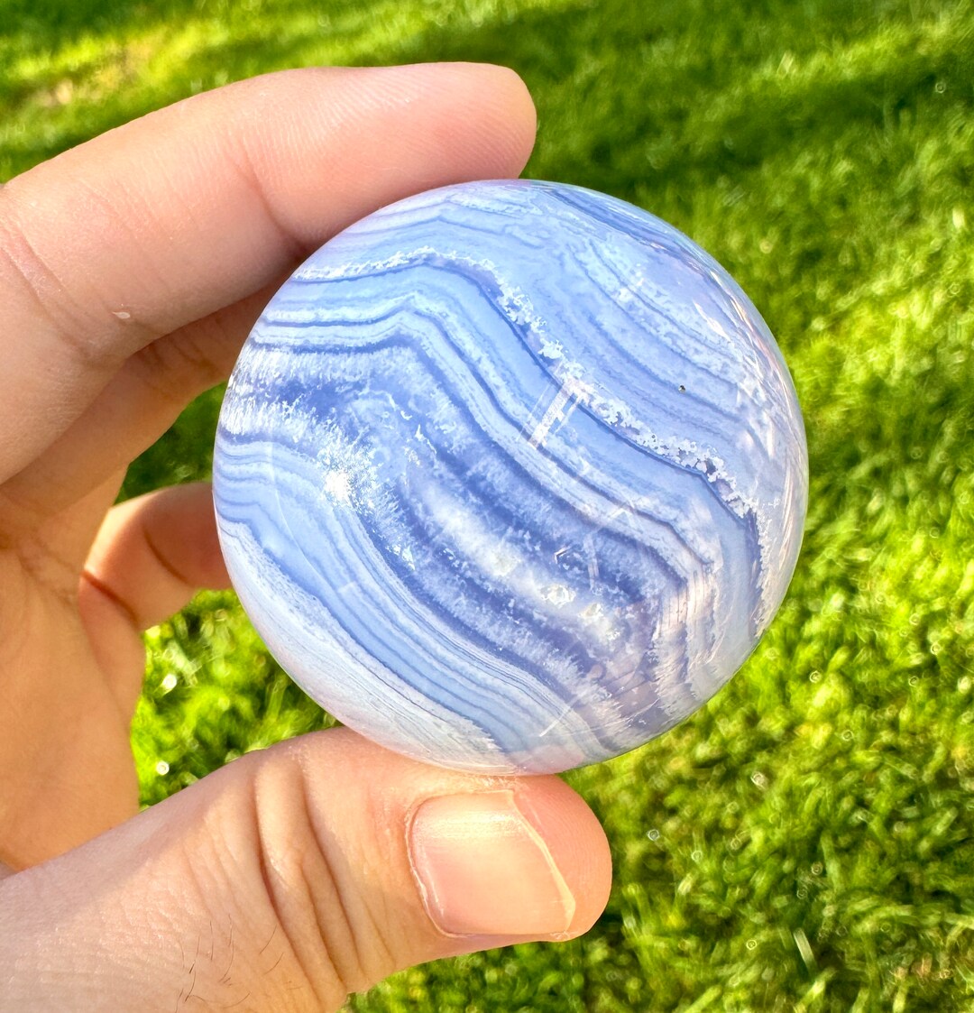 PREMIUM 50mm Blue Lace Agate Sphere/with Stand - Etsy