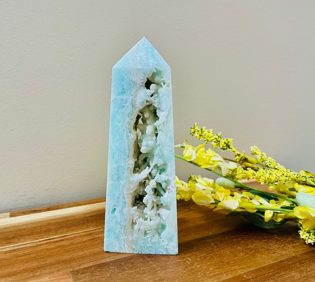 RARE! 5.1” Hemimorphite Grape Agate Tower Obelisk/energy & Enthusiasm ...