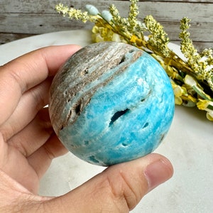 OCEAN BLUE 59mm Hemimorphite Sphere - Etsy