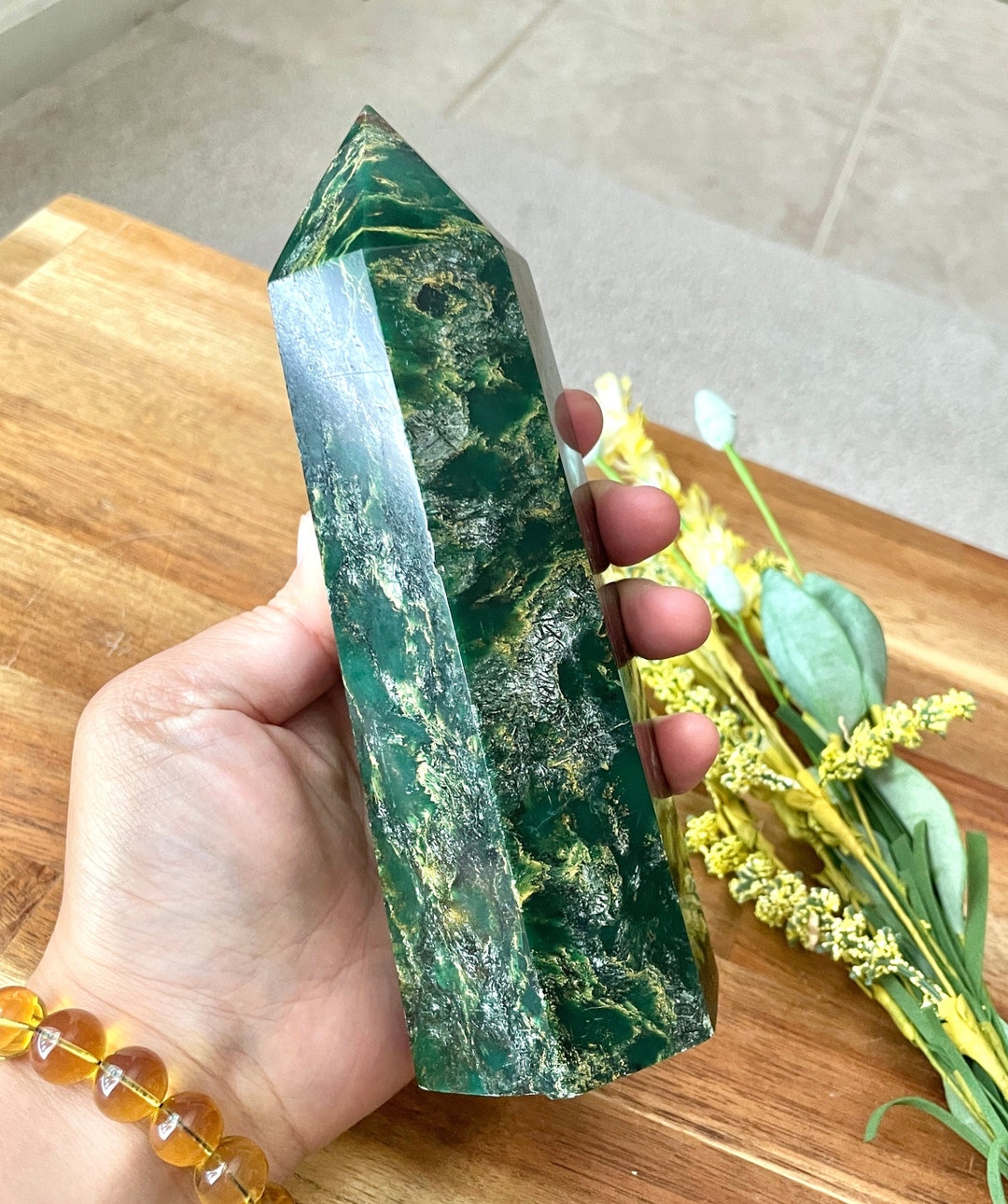 TOP! XL 6.7” Emerald Gem Tower Obelisk/rare Find/high Quality/hand ...