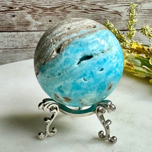 OCEAN BLUE 59mm Hemimorphite Sphere - Etsy