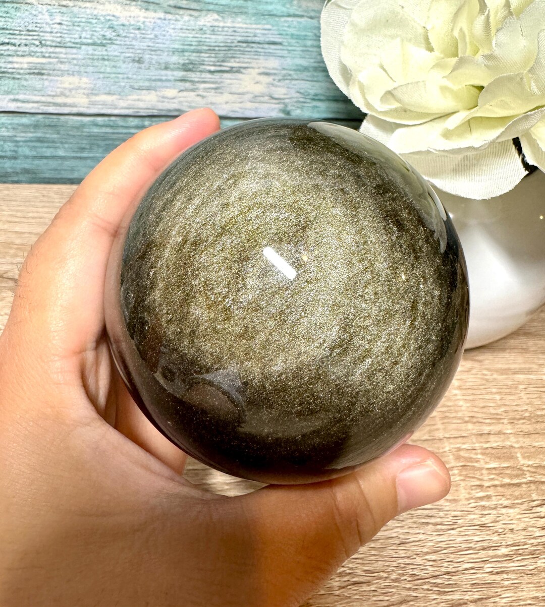 PREMIUM! 79mm Golden Obsidian Sphere/double Side Flash - Etsy