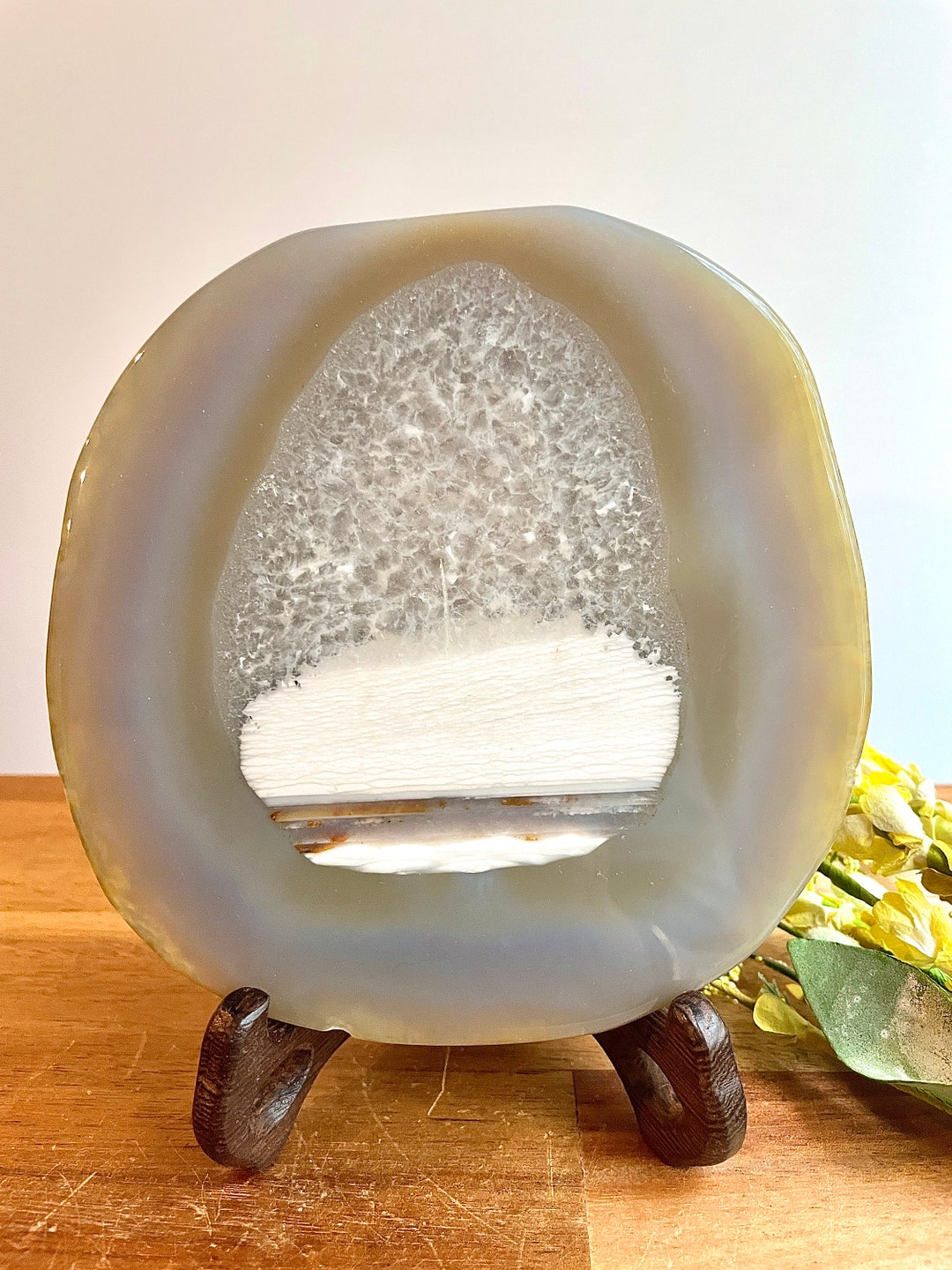 SNOW SCENE! 5.2” Natural Agate Slab Slice/no Color Treatment/purple ...
