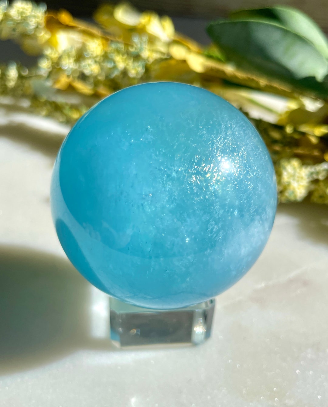 OCEAN BLUE 46mm Aquamarine Sphere With Sparkles/high Purity/sparkly All ...
