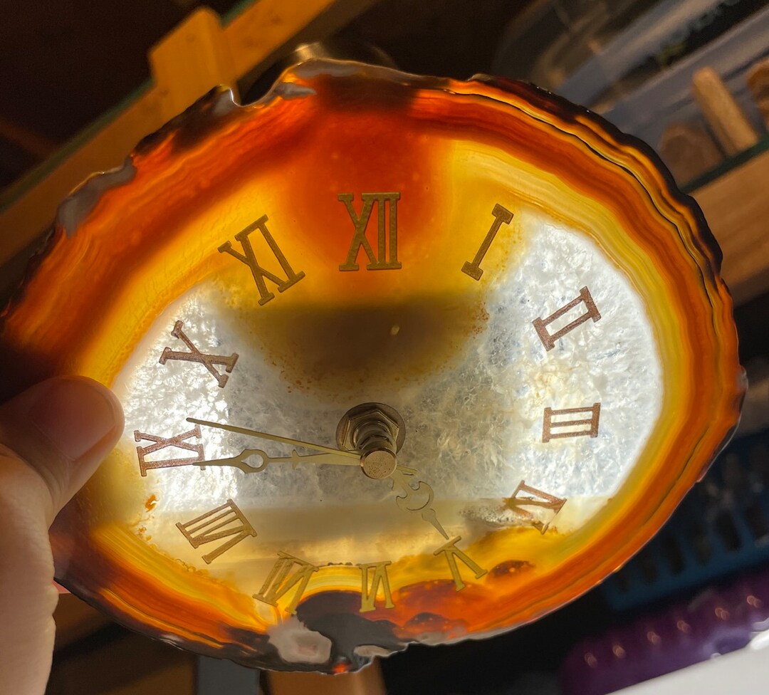 NATURAL COLOR! 6.1” Agate Clock/natural Color With No Color Enhancing ...