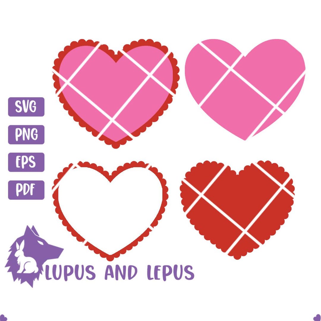 DIGITAL FILE Scalloped Hearts Bundle, Valentines Day, Vday, Hearts ...
