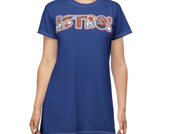 Houston Astros T Shirt Dress Knee Length Maxi Dress Reworked Upcycled ...
