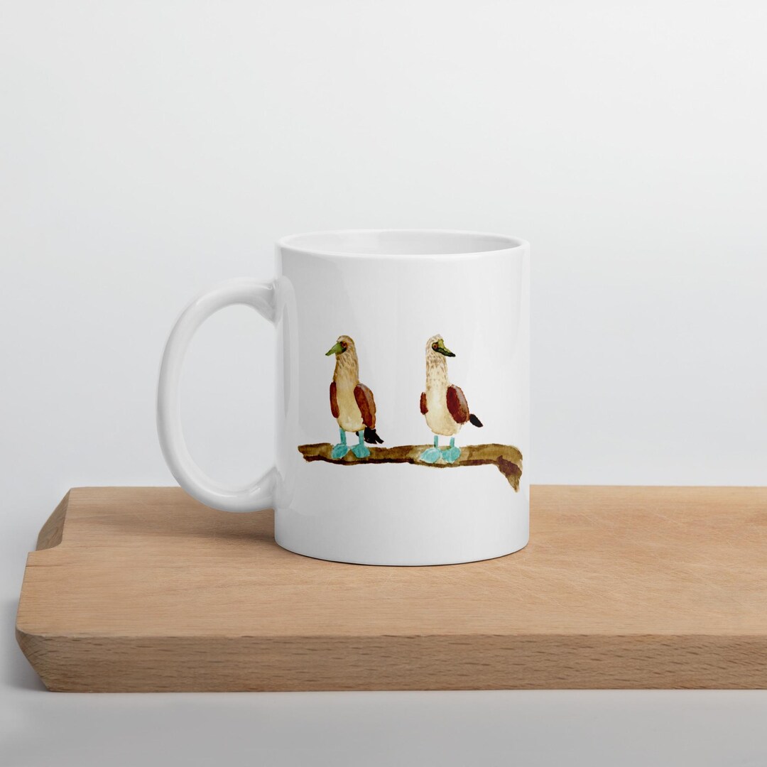 Blue Footed Booby Ceramic Mug: Coastal Watercolor Bird Art - Etsy