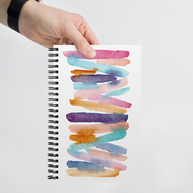 Abstract Watercolor Spiral Notebook - Beach Stripes, Dot Grid Journal ...