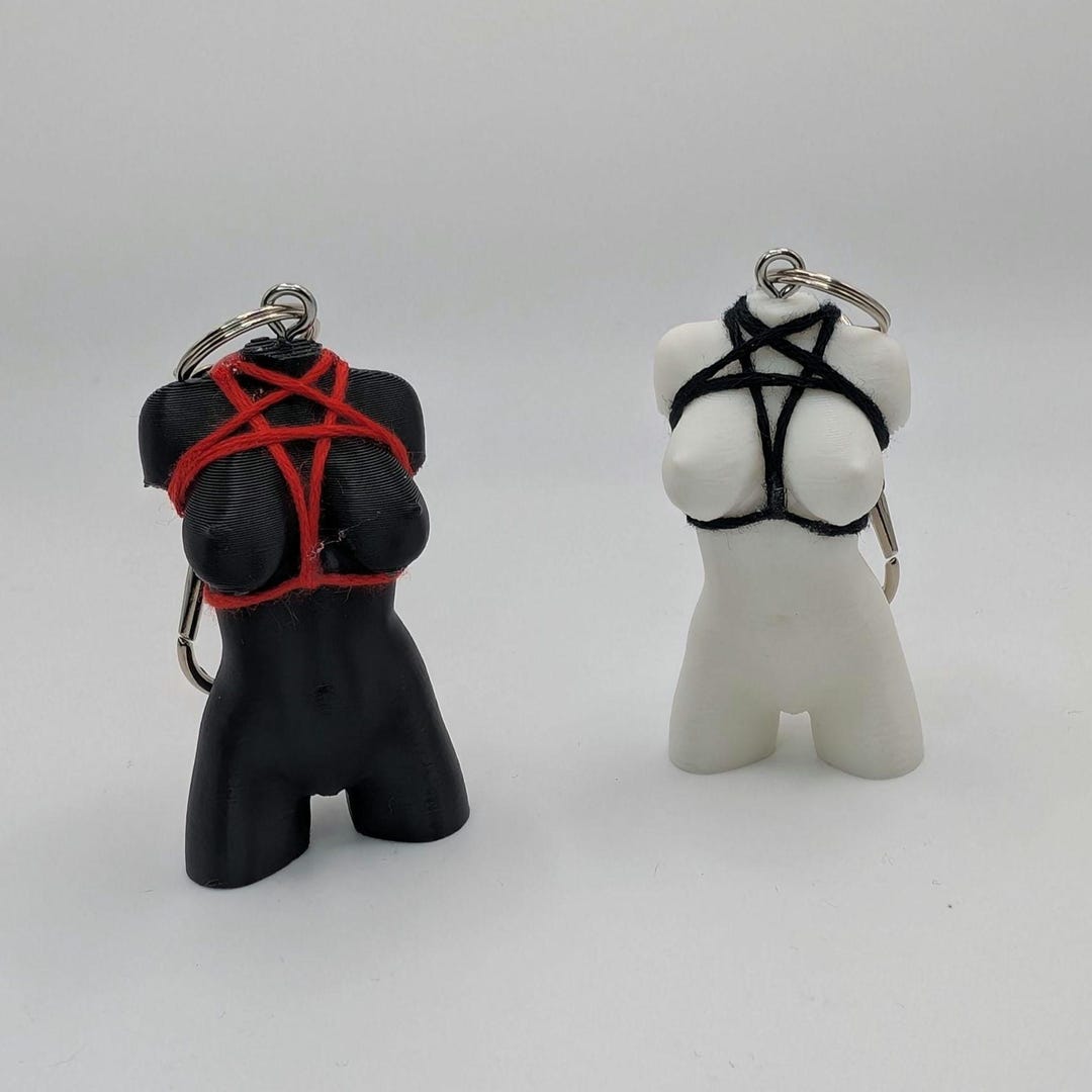 Shibari/bondage Rope Keychain – Mini Bust With Pentagram Harness ...