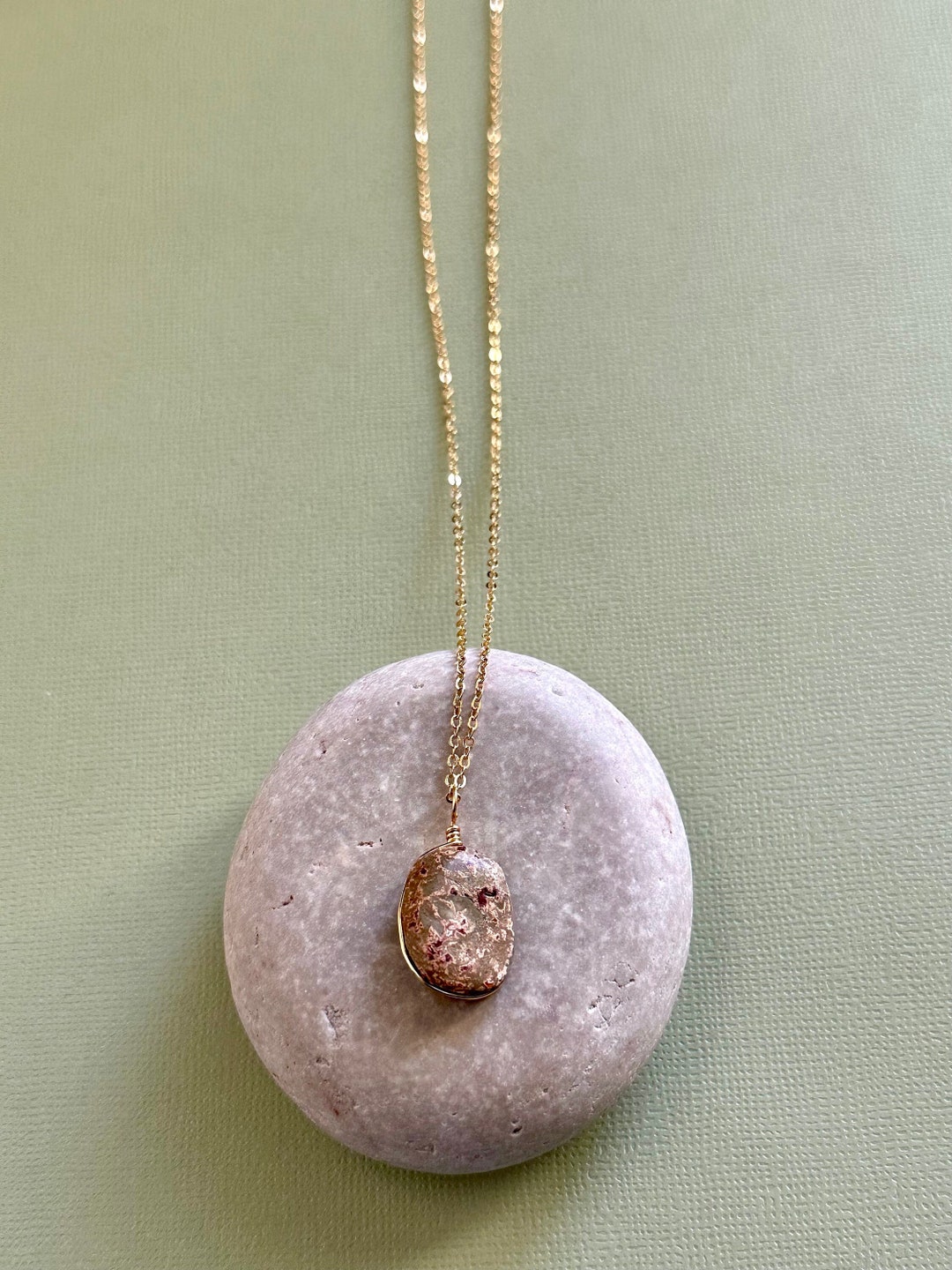 Pendant Necklace Handmade Rock Tumbler Stone Sea Glass Gemstone One of ...