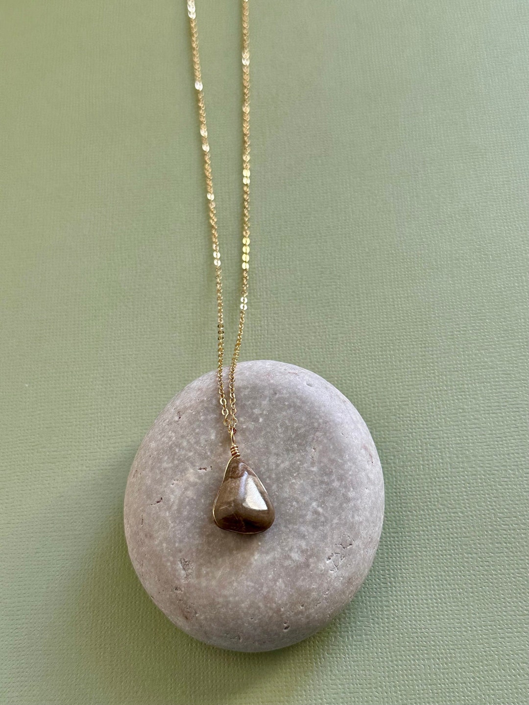 Pendant Necklace Handmade Rock Tumbler Stone Sea Glass Gemstone One of ...