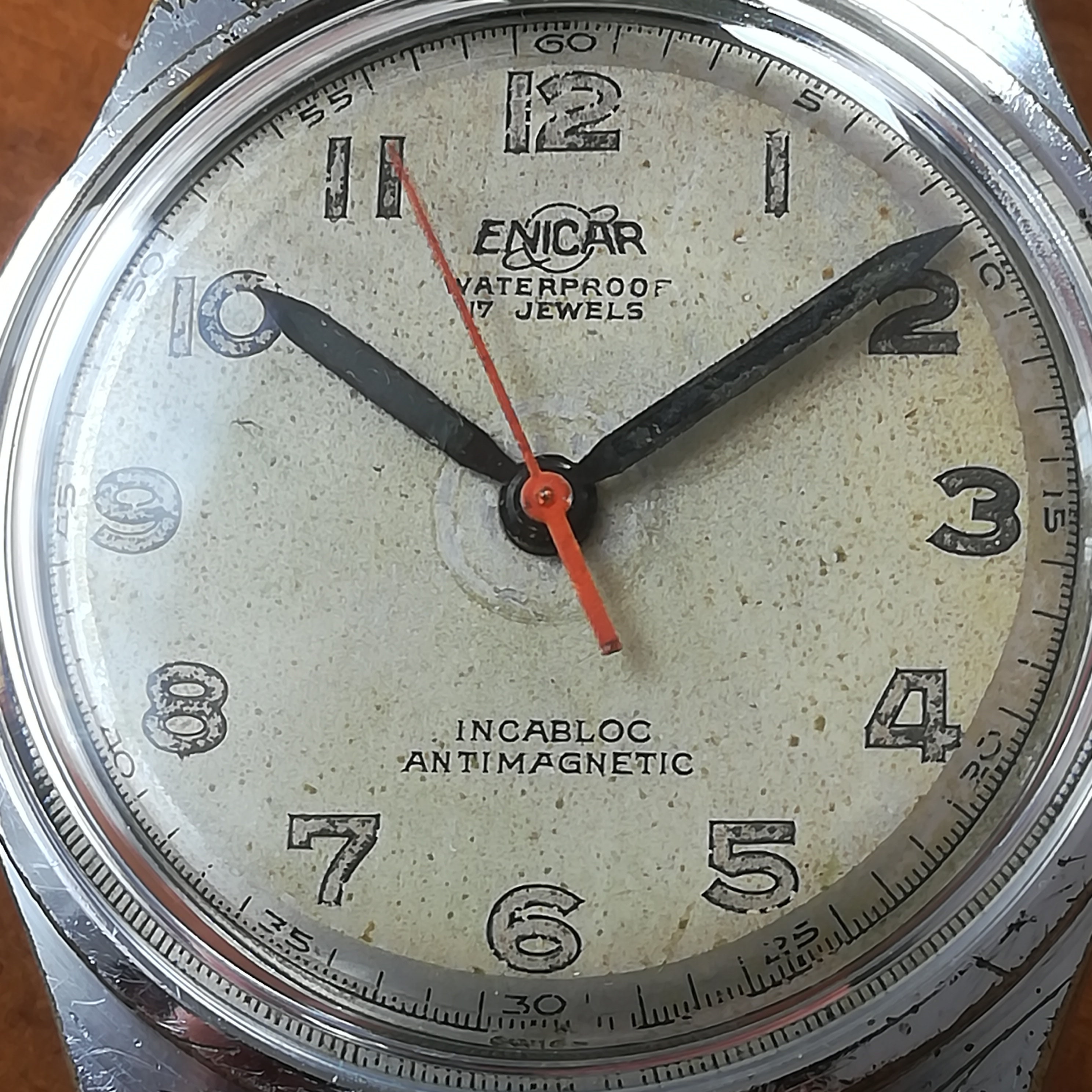 ENICAR Military Vintage Watch, 1950s, 31.5 Mm, Working and ENICAR Military Vintage Watch, 1950s, 31.5 Mm, Working and