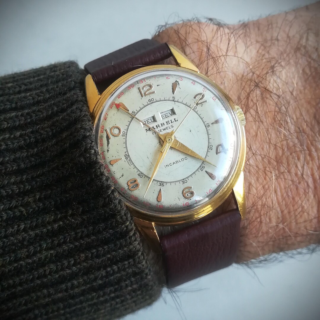 Marbell Triple Date Vintage Watch, 1950s, 35.5 Mm, Working and Serviced ...