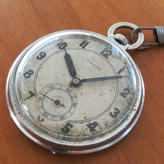 1930s LANCO vintage pocket watch, military style, 48 … - Gem