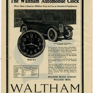 WALTHAM 8 Days Vintage Clock/watch, Usa-made in 1920, 71 Mm, Working ...
