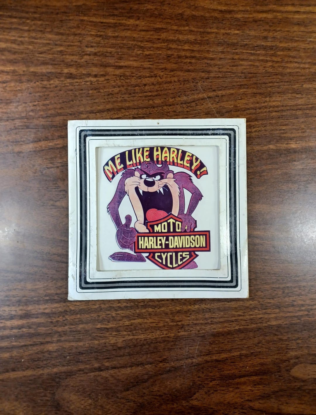 Taz, Harley Davidson Fair Glass Souvenir Picture, 1980s - Etsy