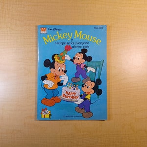 Walt Disney's, Mickey Mouse Birthday, Coloring Book *rare Uncolored ...