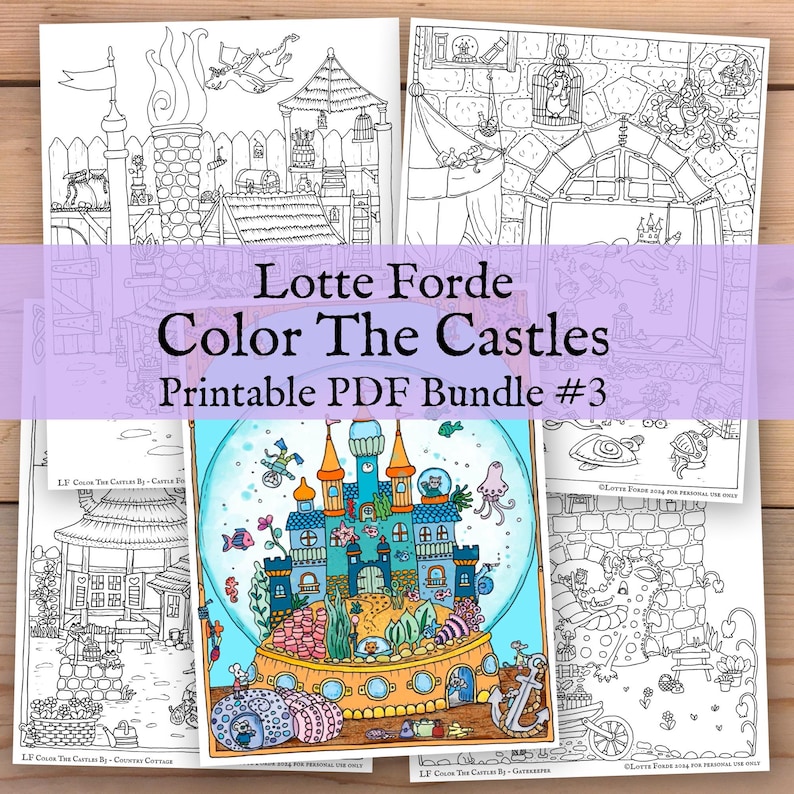 Lotte Forde - Color the Castles Coloring Book - 5 Page PDF Bundle 3 - Etsy