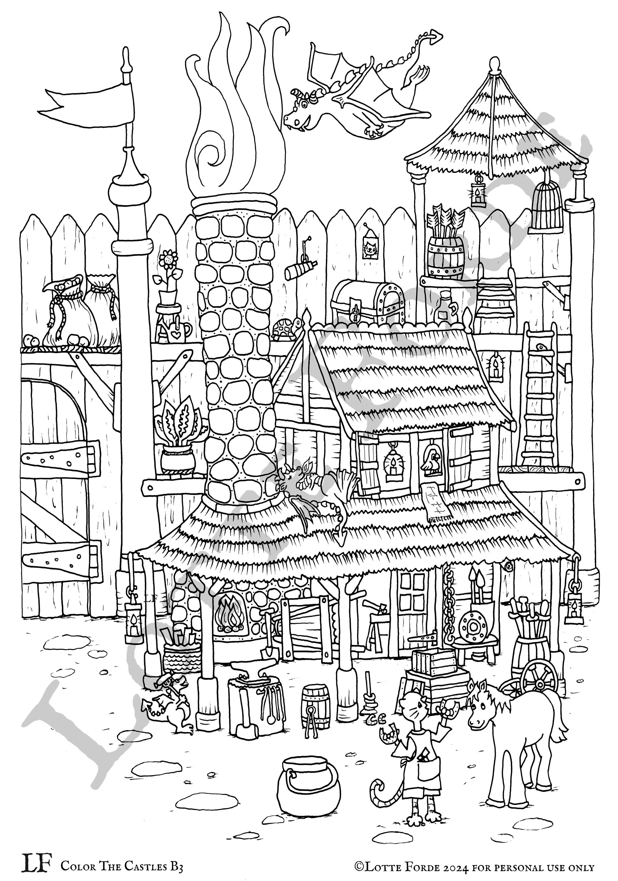 Lotte Forde - Color the Castles Coloring Book - 5 Page PDF Bundle 3 - Etsy
