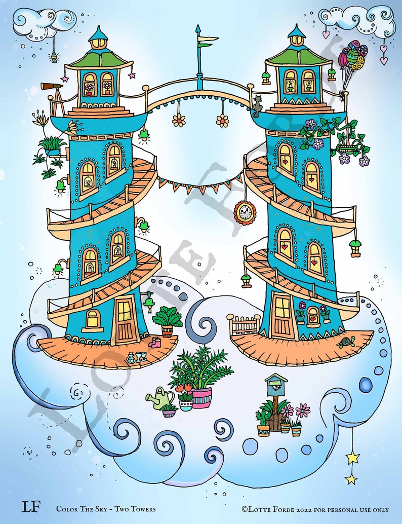 Lotte Forde Color the Sky Coloring Book Page 47 - Two Towers - PDF ...