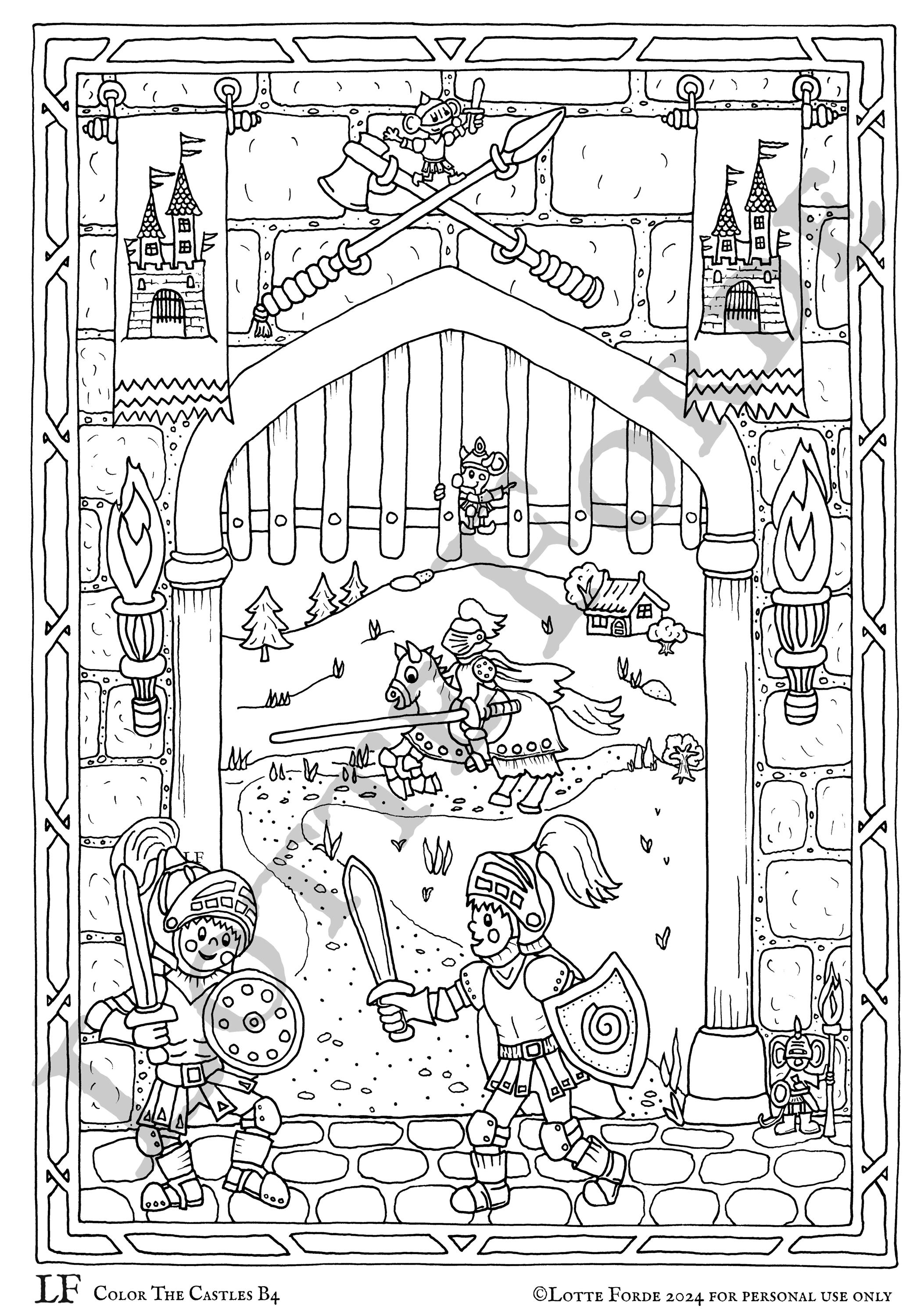 Lotte Forde - Color the Castles Coloring Book - 5 Page PDF Bundle 4 - Etsy