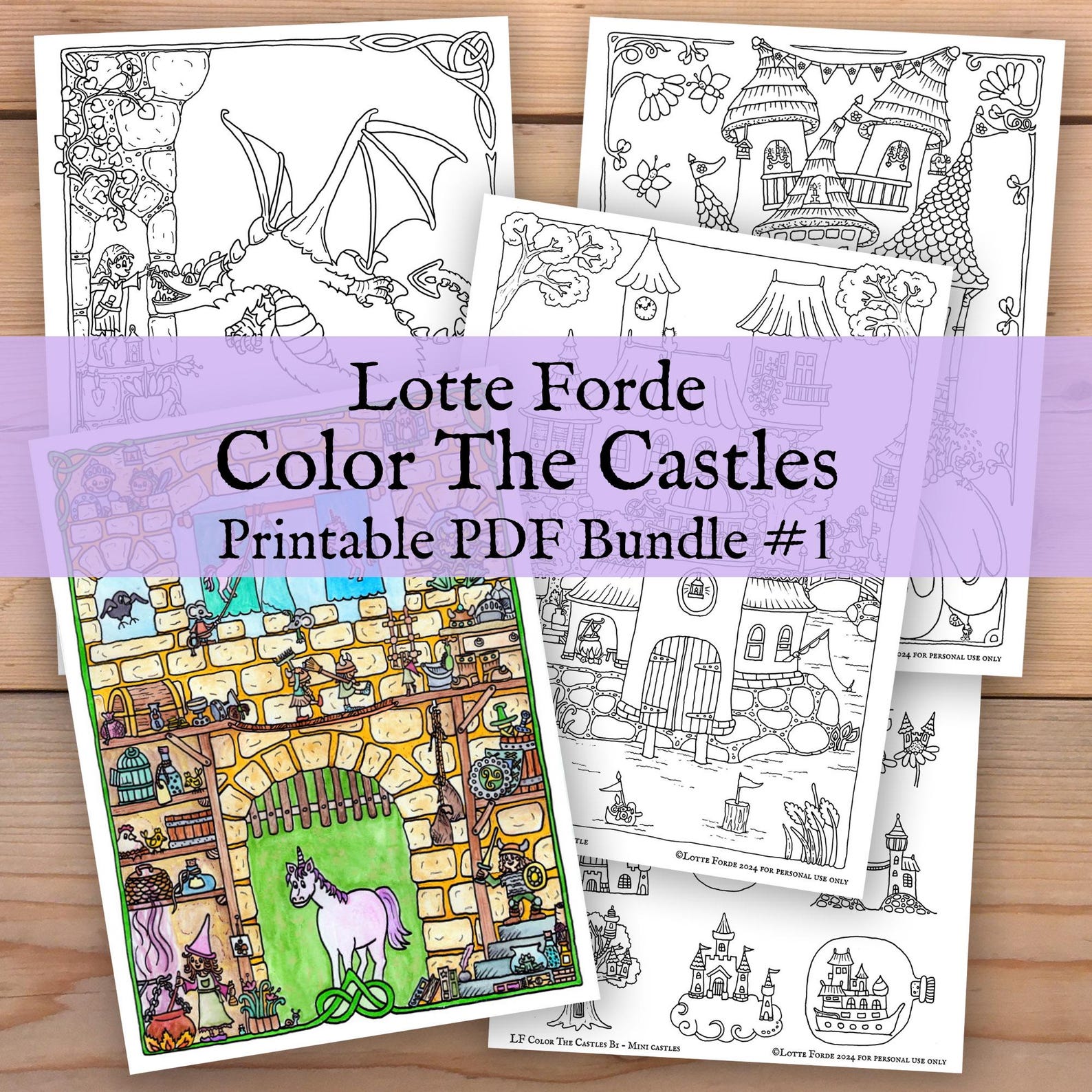 Lotte Forde - Color the Castles Coloring Book - 5 Page PDF Bundle 1 - Etsy