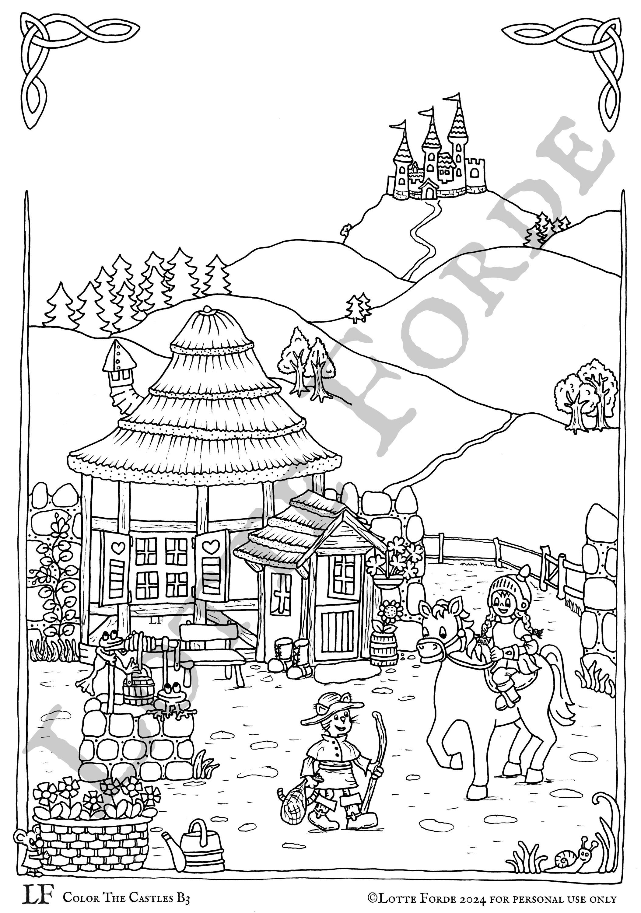 Lotte Forde - Color the Castles Coloring Book - 5 Page PDF Bundle 3 - Etsy