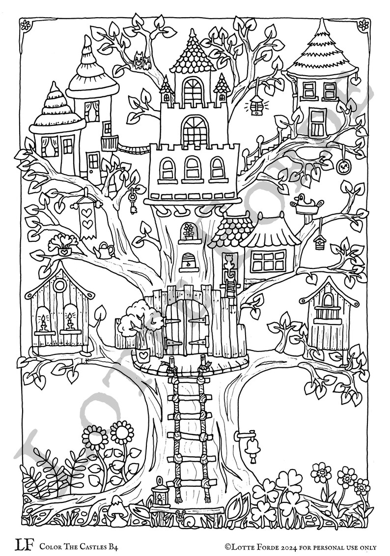 Lotte Forde - Color the Castles Coloring Book - 5 Page PDF Bundle 4 - Etsy