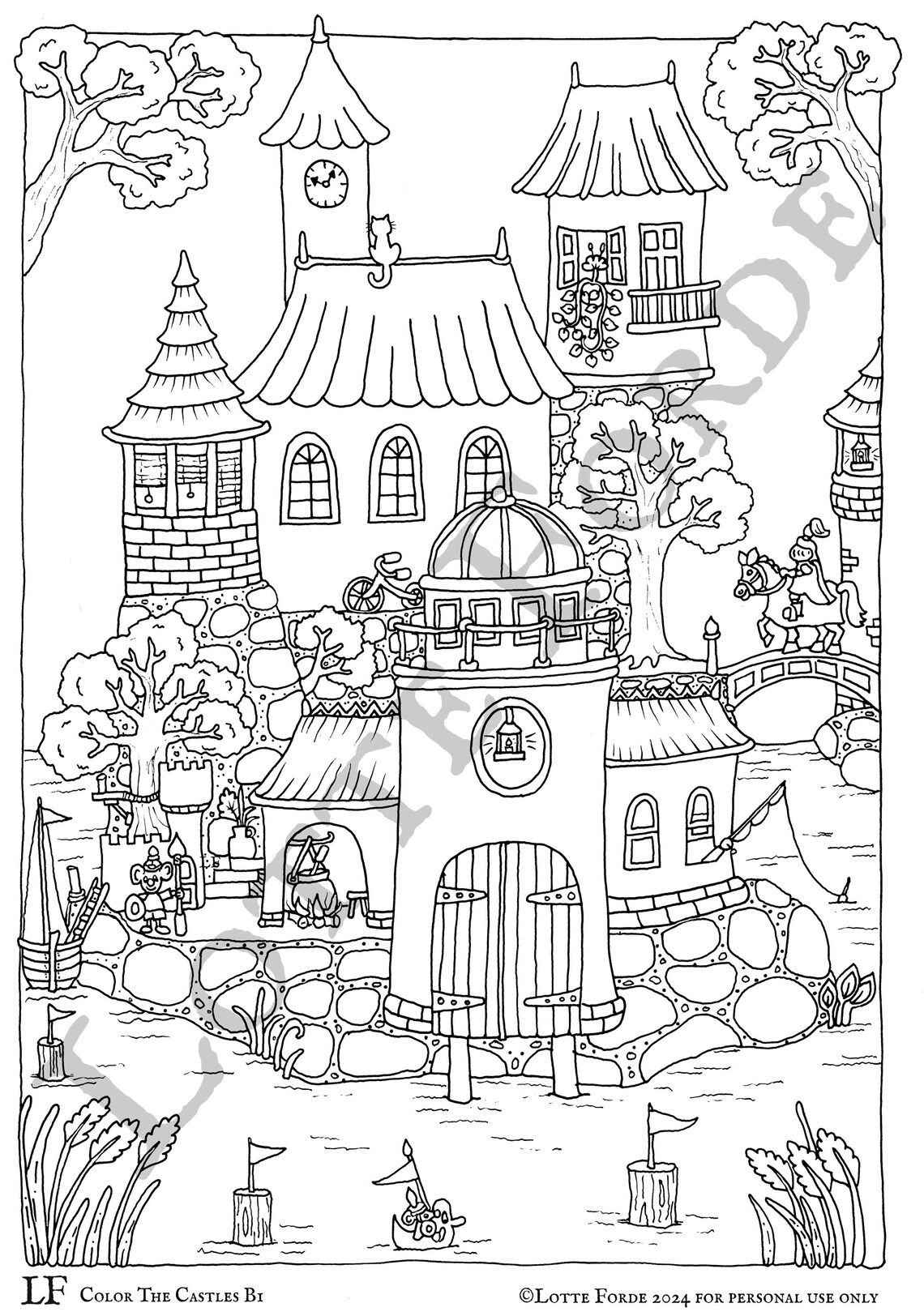 Lotte Forde - Color the Castles Coloring Book - 5 Page PDF Bundle 1 - Etsy