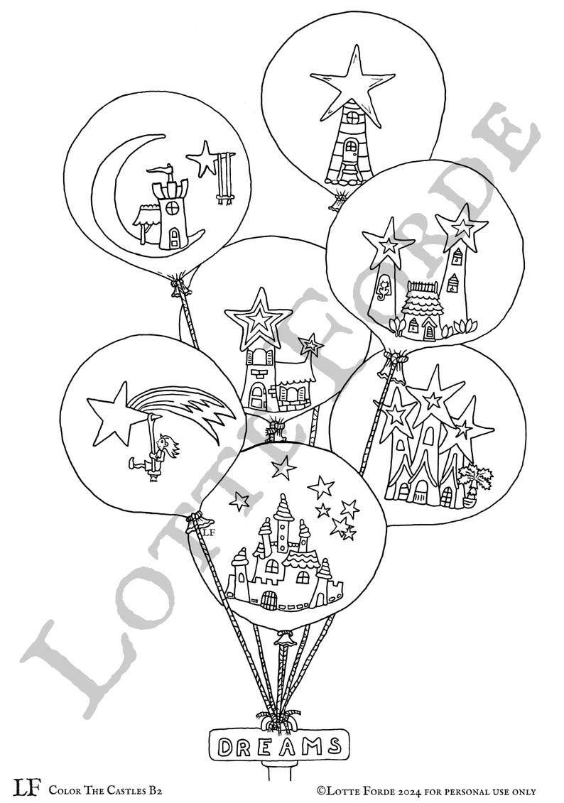Lotte Forde - Color the Castles Coloring Book - 5 Page PDF Bundle 2 - Etsy