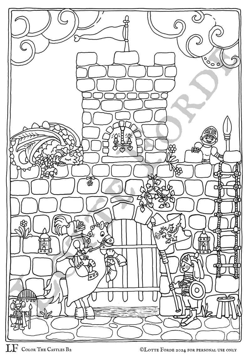 Lotte Forde - Color the Castles Coloring Book - 5 Page PDF Bundle 2 - Etsy