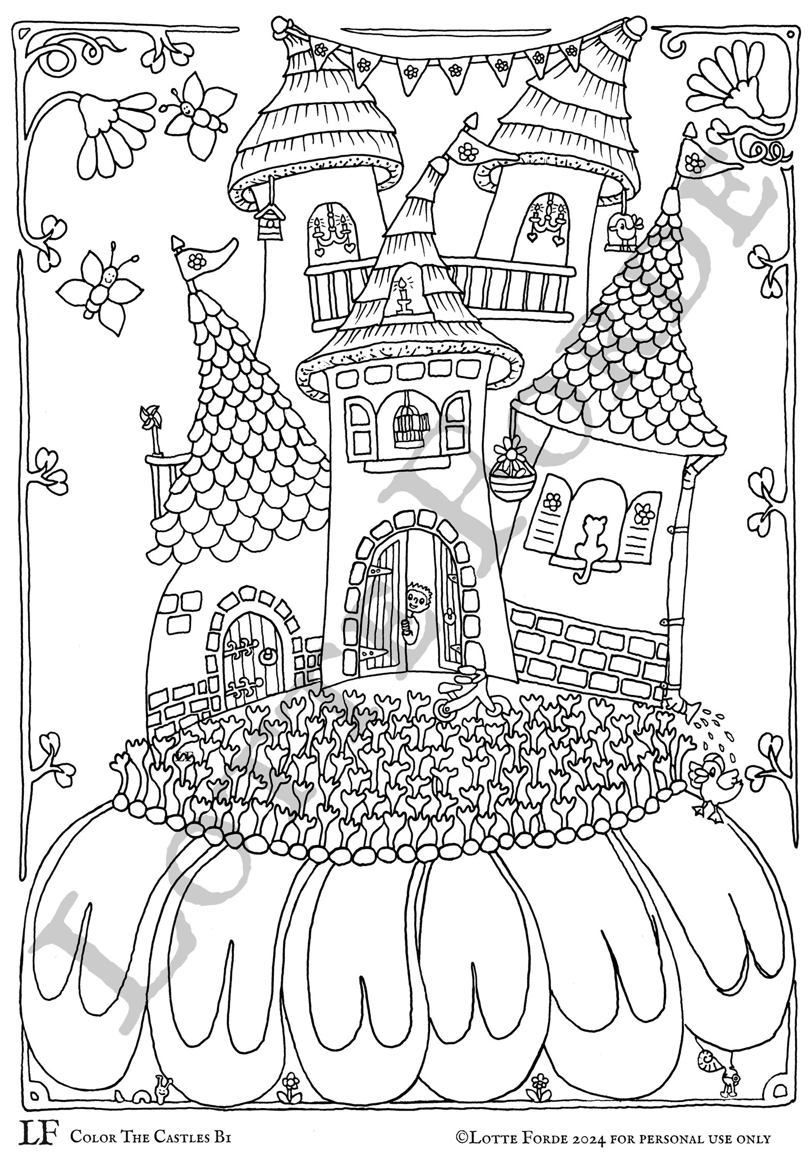 Lotte Forde - Color the Castles Coloring Book - 5 Page PDF Bundle 1 - Etsy