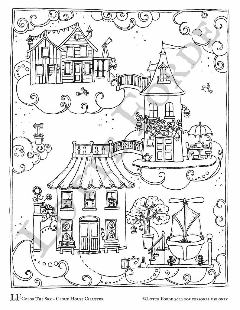 Lotte Forde Color the Sky Coloring Page 65 - Cloud House Cluster - PDF ...