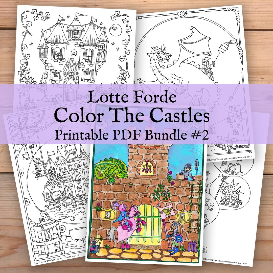 Lotte Forde - Color the Castles Coloring Book - 5 Page PDF Bundle 2 - Etsy