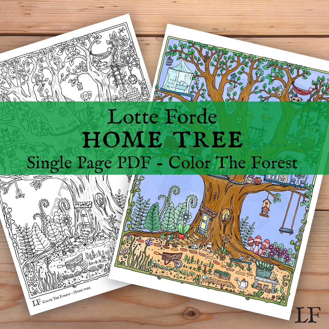Lotte Forde Color the Forest Coloring Book Page 49 - Home Tree - PDF ...