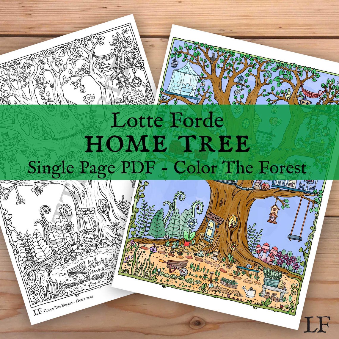 Lotte Forde Color the Forest Coloring Book Page 49 - Home Tree - PDF ...
