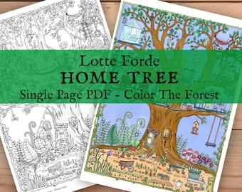 Lotte Forde - the Mushroom Home - Color the Forest Coloring Book Page ...