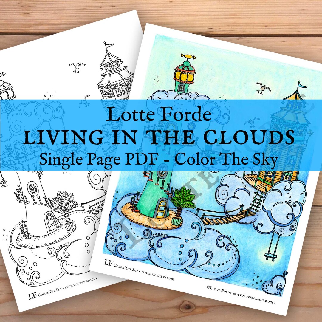 Lotte Forde Color the Sky Coloring Book Page 15 - Living in the Clouds ...