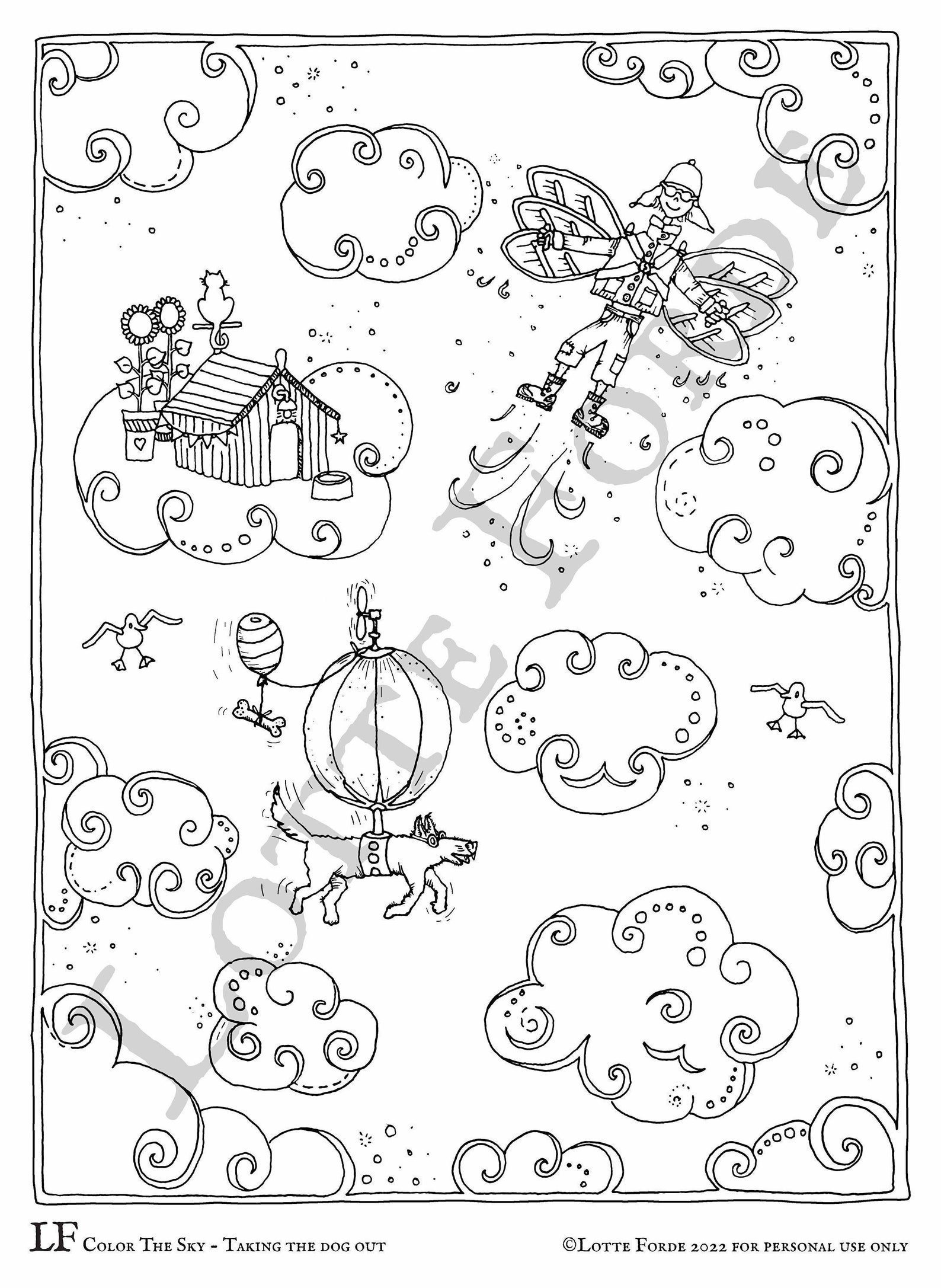 Lotte Forde Color the Sky Coloring Book Page 21 - Take the Dog Out ...