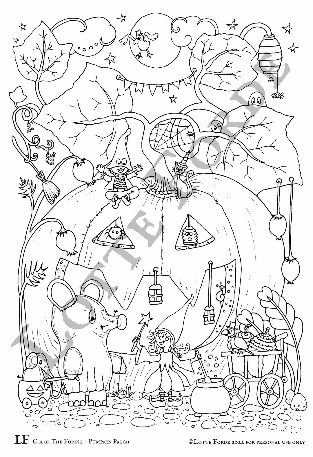 Lotte Forde Color the Forest Coloring Book Series Halloween - Etsy