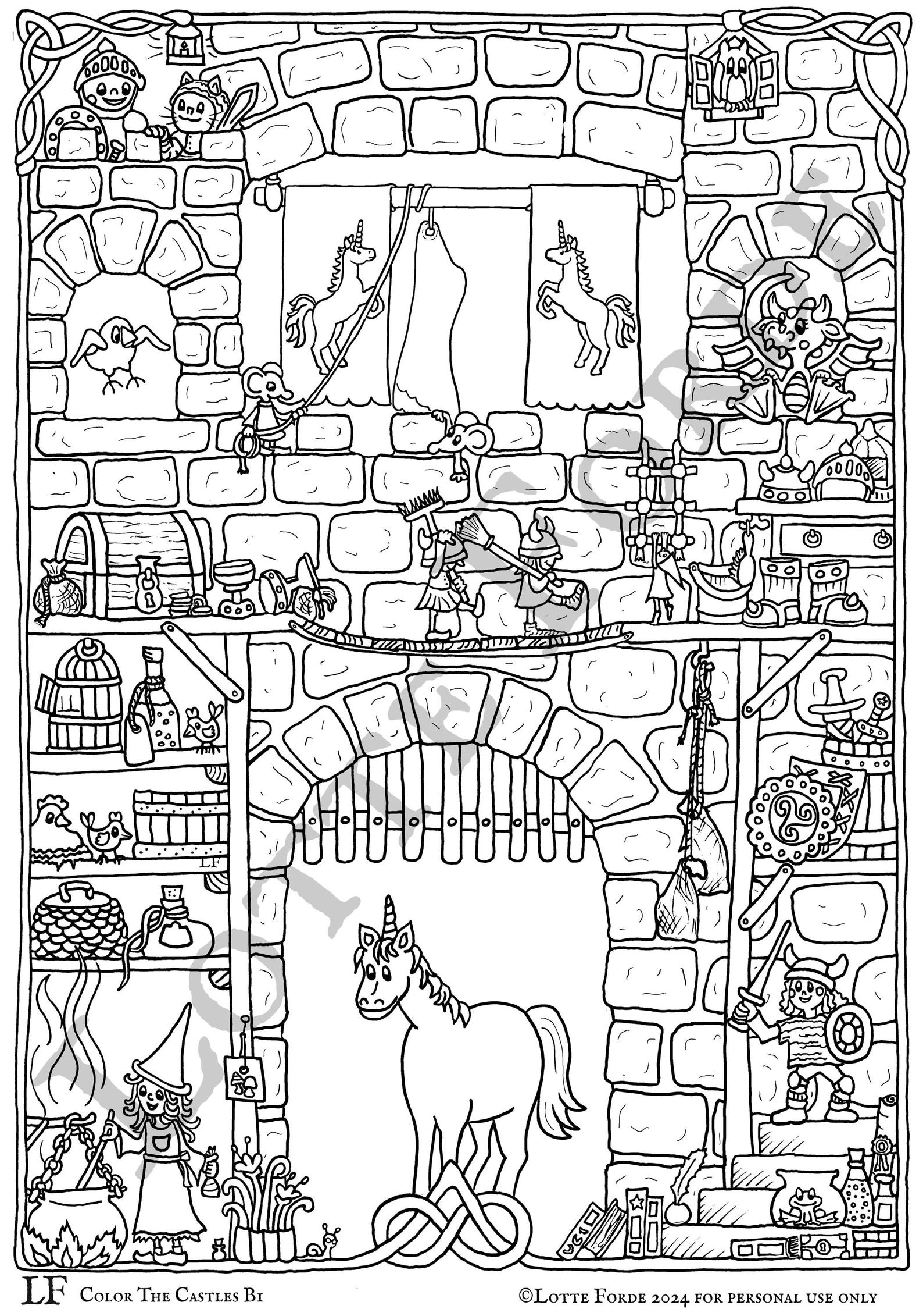 Lotte Forde - Color the Castles Coloring Book - 5 Page PDF Bundle 1 - Etsy