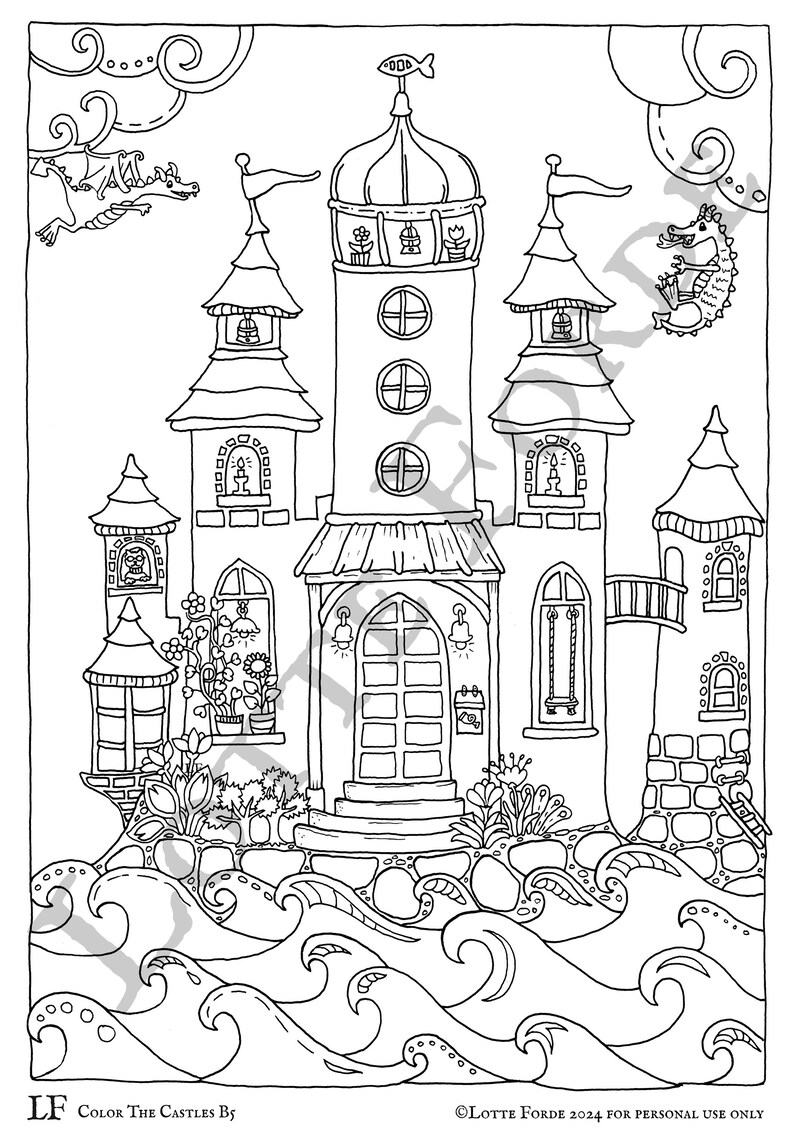 Lotte Forde - Color the Castles Coloring Book - 5 Page PDF Bundle 5 - Etsy