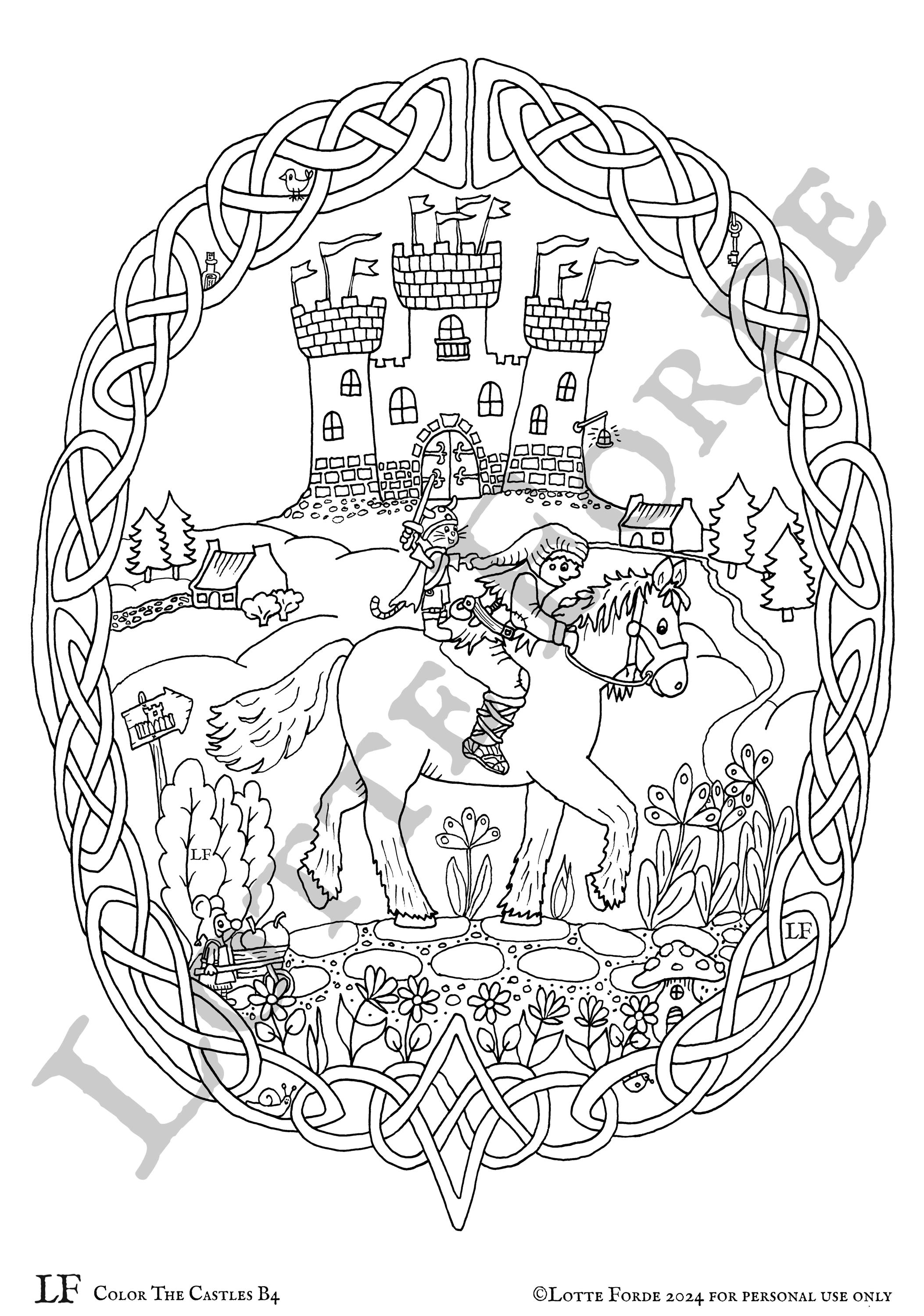 Lotte Forde - Color the Castles Coloring Book - 5 Page PDF Bundle 4 - Etsy